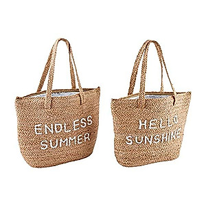 Mud Pie 43600012H Summer Jute Cooler Tote Hello Sunshine, 13" x 18 1/2"