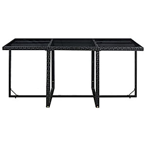 QZZCED 11 Piece Patio Dining Set with Cushions,Outdoor Bar Table,Patio Bar Set,Modern Outdoor Furniture,Dining Bench with Back,Bistro Set,for Patio Deck Garden,Backyard & Lawn, Poly Rattan Black
