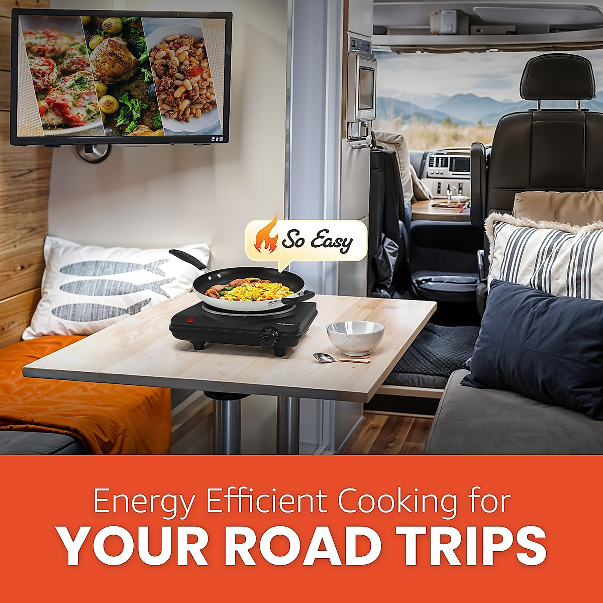 Elite Gourmet ESB-301BF Countertop Single Cast Iron Burner, 1000 Watts Electric Hot Plate, Temperature Controls, Power Indicator Lights, Easy to Clean, Black