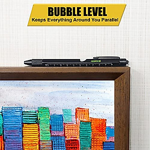 Jasee Gifts for Men, 9 in 1 Multitool Pen, Cool Gadgets for Men Dad Gifts, Birthday Gifts for Dad Him Boyfriend Husband - Led Light, Stylus, Screwdriver, Bottle Opener, Ruler, Level(Black)