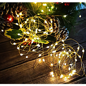 Yirunfa 2 Pack Solar String Lights, Warm White 33FT 100 LEDs Copper Wire Fairy Lights for Christmas, Bedroom, Garden, Party, Outdoor and Indoor Decoration
