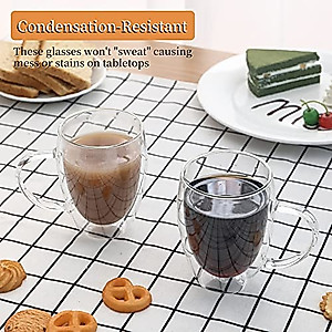 Douria Double Walled Glass Coffee Mugs, Clear Espresso Cups, Coffee tea Mugs Set, Iced Coffee Cup, Glass Mugs for Hot Beverages, Premium Glasses Set, Each 350ml (12Ounces./Set of 2)