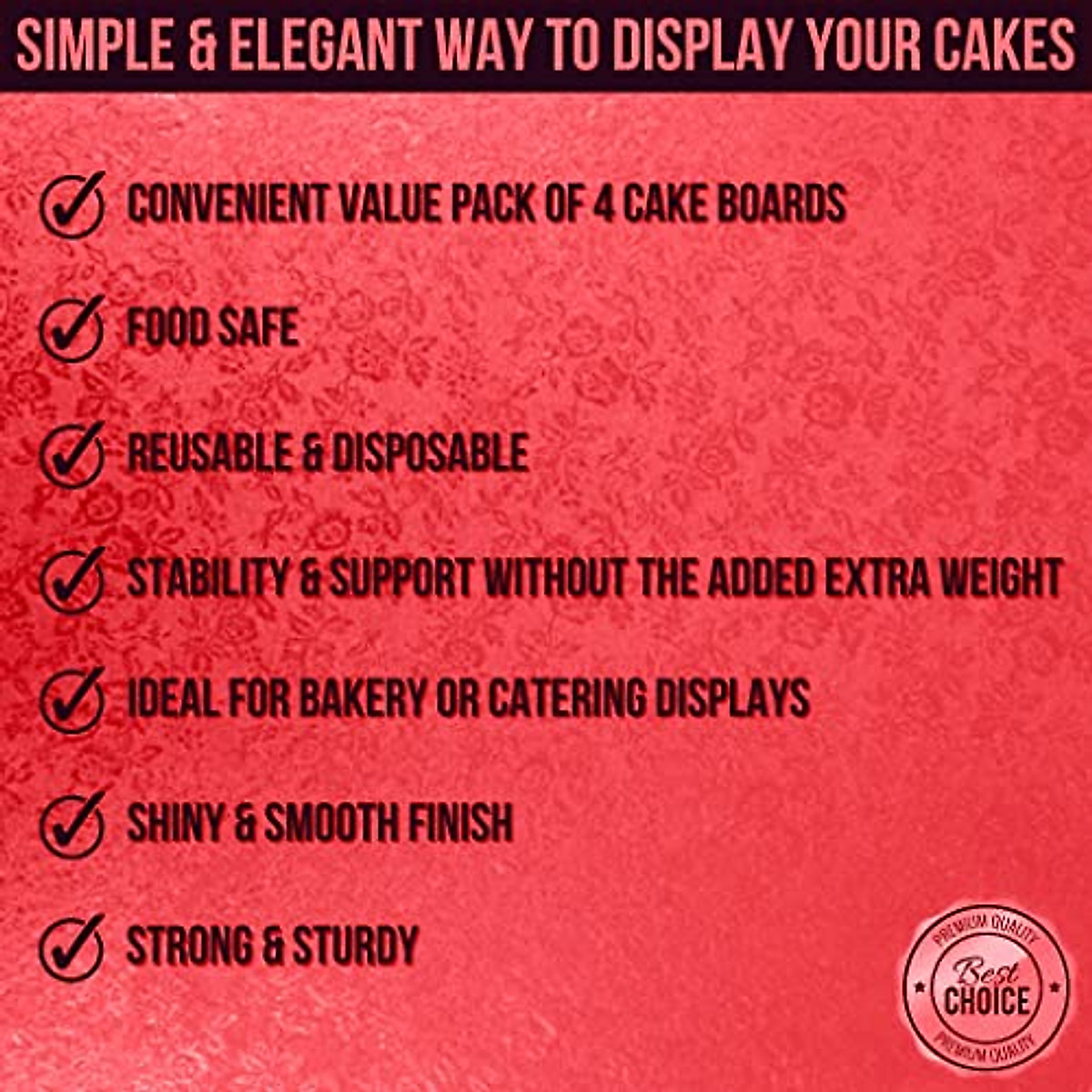 12 Inch Cake Boards - 4Pack Cake Drums 12 Inch Dia - Disposable Cake Board Circles - Reusable Round Cake Boards - Cake Base Cardboard Cake Rounds - Cake Decorating Supplies & Baking Supplies