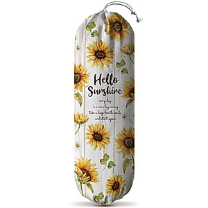 Hglian Grocery Plastic Bag Holder and Dispenser Wall Mount Plastic Bags Organizer，Garbage Shopping Trash bags Storage Carrier, Cute Sunflower Home Kitchen Decor,Gifts for Mom Wife Grandma