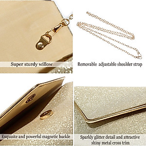 Mansherry Evening Bag Clutch Purses for Women, Ladies Sparkling Party Handbag Wedding Bag Purse Gold
