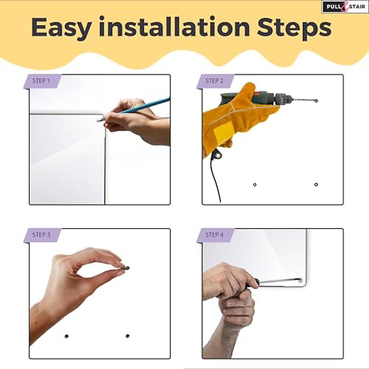 Pull and Stair Unbreakable Kids Wall Mirror - Heavy Duty Plexiglass Acrylic, Rounded Corners, Hardware Included - 2 pcs Set