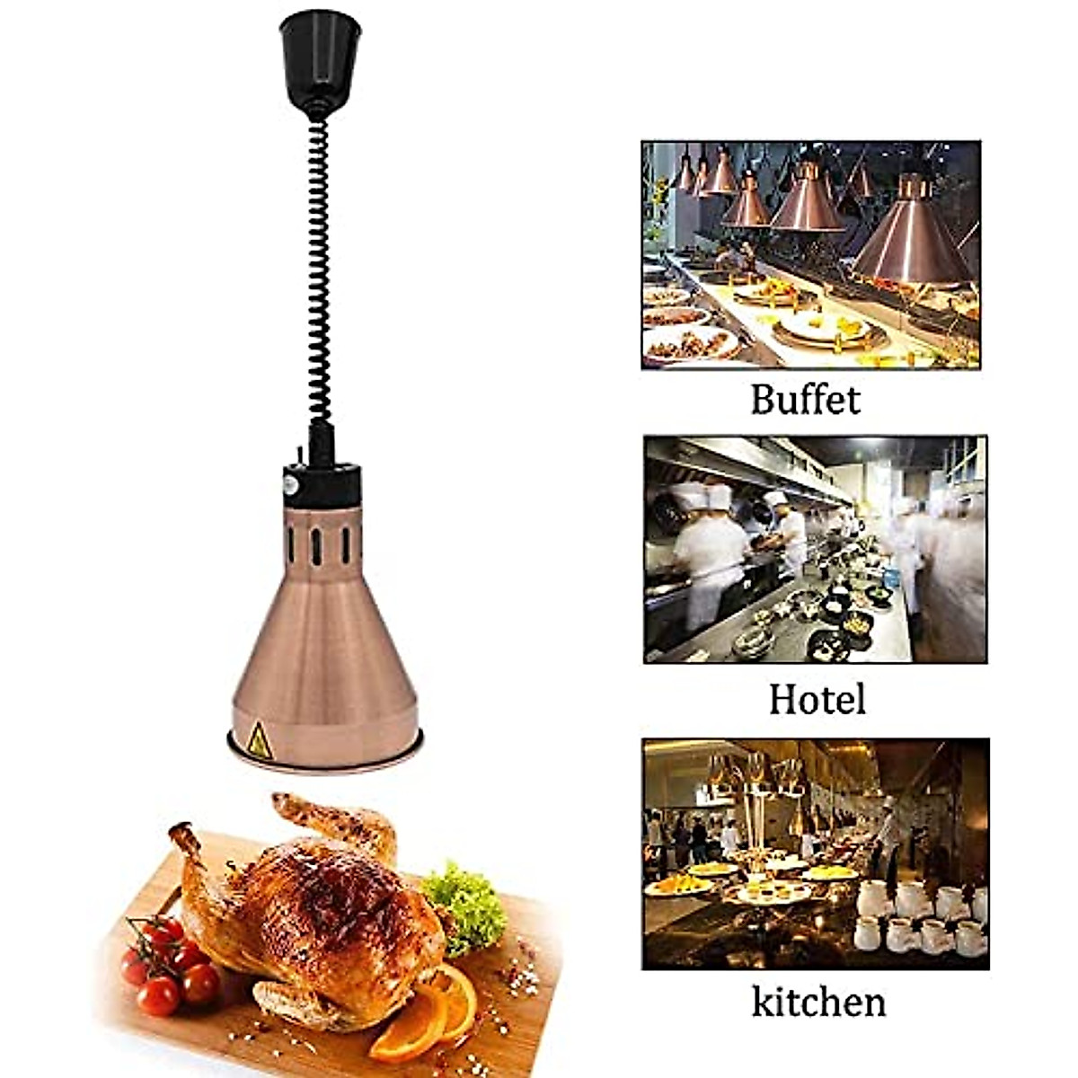 Commercial Heat Lamp Food Warmer Light Food Warmers for Parties Buffets, Food Server Warmer Food Heat Lamp Buffet Heat Lamp Chandelier Adjustable Height Christmas Food Heating