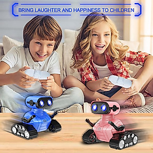 JAMLAMQ Robot Toys for 3 Years Old Boys Girls-Rechargeable Remote Control Robot Toys,Toy with Music and LED Eyes,Emo Robot with Auto-Demonstration,Dance Moves,Kids Toys Gifts (Blue)