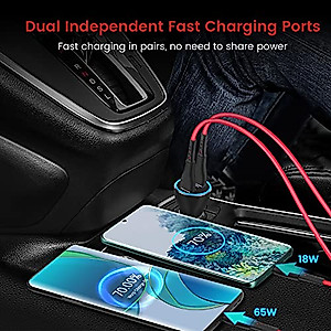 VELOGK 65W Warp Car Charger [10V/6.5A] for OnePlus 8T/9R/9/9 Pro/8 Pro/8/7 Pro/7T/7T Pro/6T/5T/Nord N10 5G, Warp Charge 65 Car Charger Adapter with USB A-to-C Warp Charging Cable (1M/3.3ft)