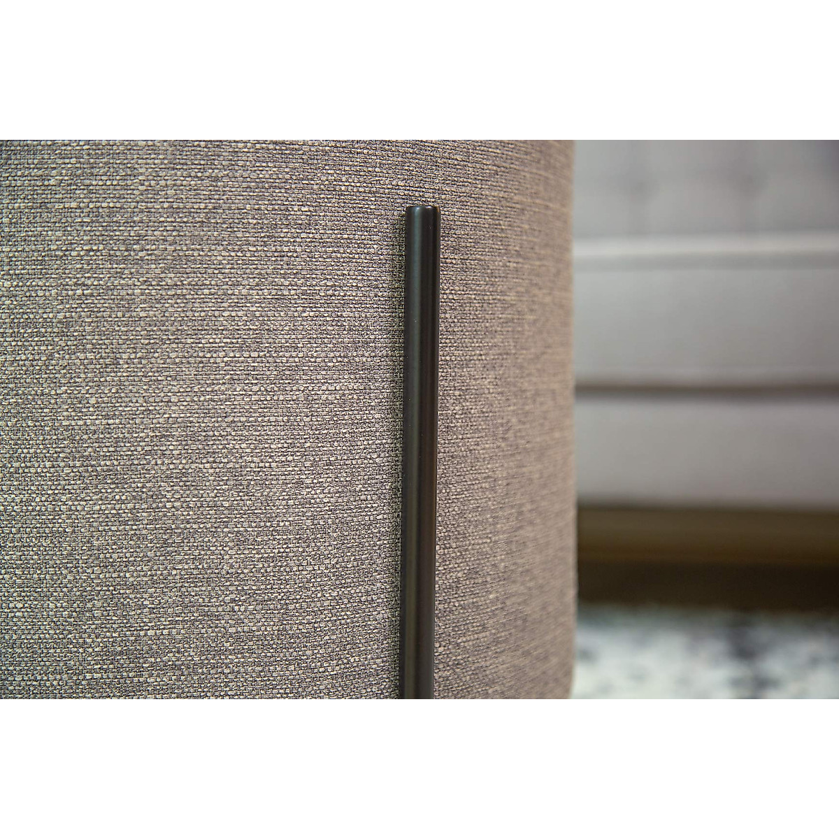 Wovenbyrd Modern Round Ottoman Footstool with Metal Base Legs, 16-Inch Wide, Gray Fabric