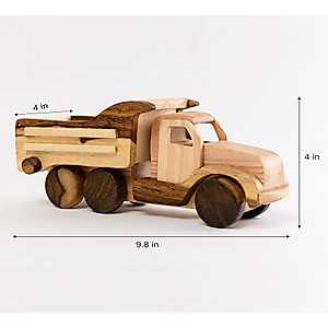 VINNY Wooden Truck Toys Car for Toddlers, Unpainted, Safe to Play, Handmade in Vietnam (Truck)