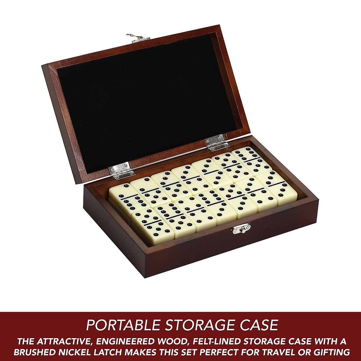 Hathaway Premium Domino Set w/Wooden Carry Case Premium Domino Set w/Wooden Carry Case, Walnut