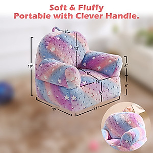 fond + found Toddler Chair, Glow in The Dark Kids Sofa Bean Bag Chair for Kids Children Couch Toddler Sofa Chair Mini Sofa Armrest Chair for Children, Lightweight Children Sofa Chair (Rainbow Pink)