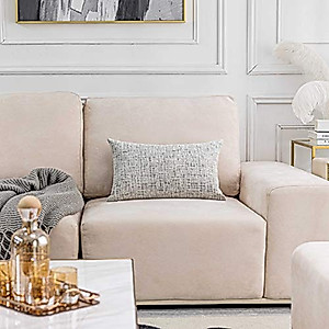 Home Brilliant White Lumbar Pillow Cover 12x20 Chenille Plush Velvet Oblong Decorative Throw Pillow Covers Pillowcases for Bed Couch Sofa, Set of 2, 12 x 20 inches(30x50cm), Cream Mix Black