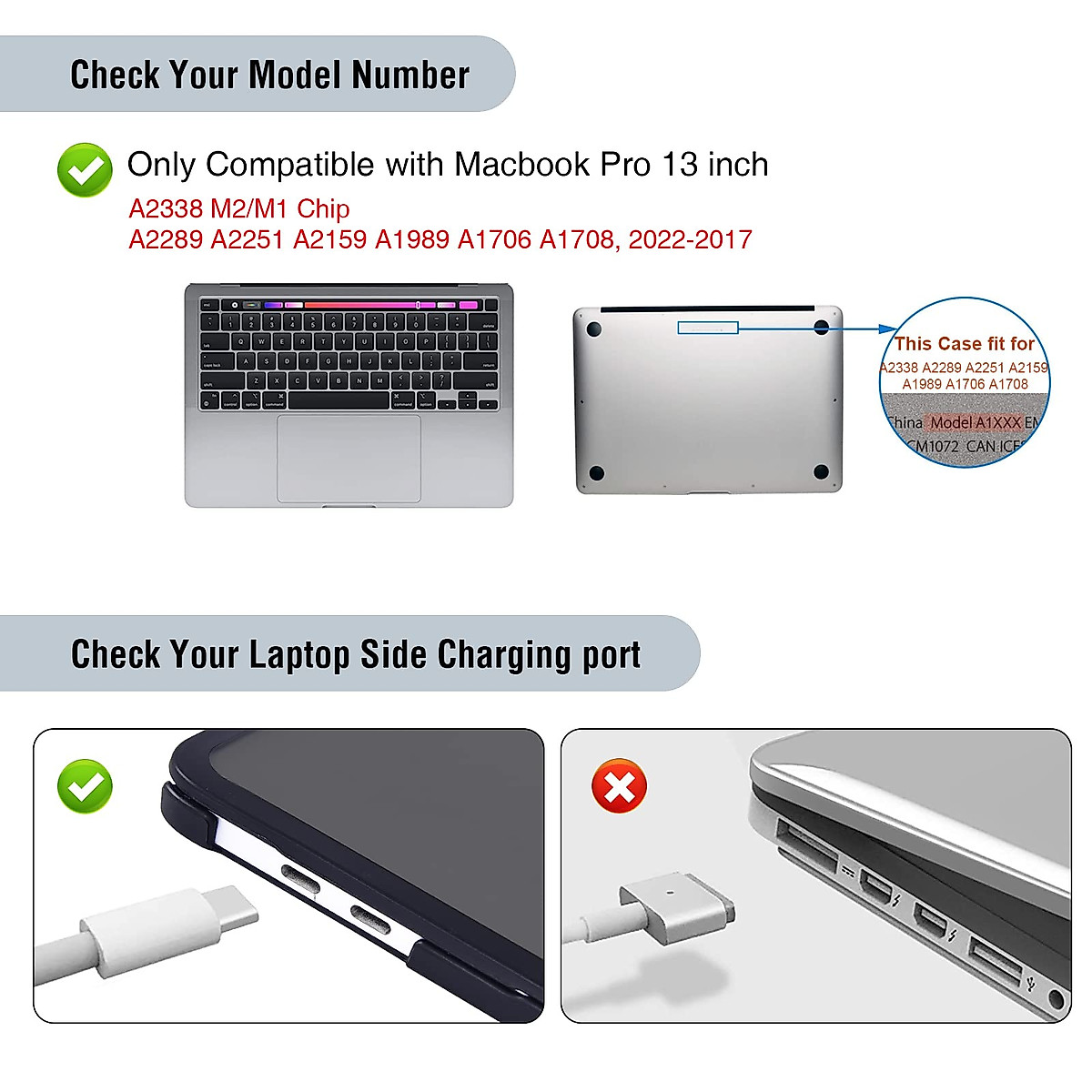 BlueSwan Compatible with MacBook Pro 13 inch Case 2024-2017 A2338 M2/M1 A2289 A2251 A2159 A1989 A1706 A1708, Anti-Cracking and Anti-Fingerprint Hard Shell Case, Soft TPU Bumper + PC, Frosted Black