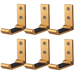 Yiaizhuo 6 Foldable Hooks, Folding Coat Hooks, Wall Mount, Wall Bracket for Coats Towel Bags Hats Gadget Headphone Fitness Equipment Heavy Duty Aluminum Alloy Gold
