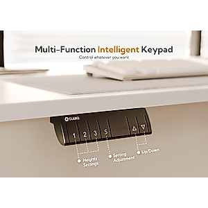 Claiks Triple Motor L Shaped Standing Desk, 63 x 55 inch Corner Stand Up Desk, Adjustable Height Desk with Splice Board, White Frame/White Top
