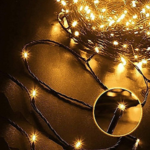 4 Pack- Battery Operated Outdoor Christmas Tree String Lights with 50 Warm White LEDs on 16.5ft/5m of Dark Green Cable,Ambiance Lighting for Bedroom Patio Garden Gate Yard Parties Wedding Decoration