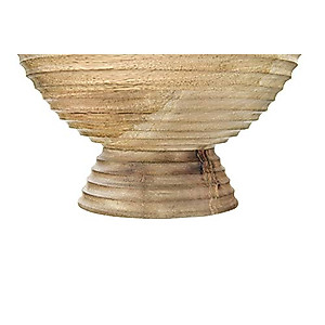 Creative Co-Op DF2440 Ridged Mango Wood Footed Bowl, Brown, 5 quarts
