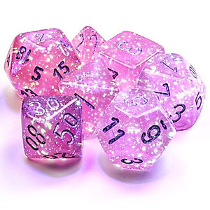 Chessex Polyhedral 7-Die Set - Borealis Pink/Silver with Luminary 27584 (CHX27584)