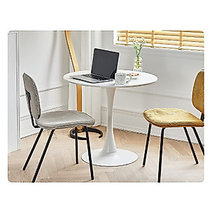 MIINO Round Modern Style Solid Wood Dining Table Dining Furniture with Tulip Base, Small Table for Office Small Coffee Table for 2, White, 23.6" W