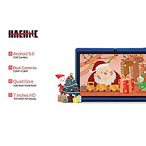 Haehne 7 inch Tablet, Android 9.0 Pie, Quad Core Processor, 1G RAM 16GB Storage, IPS Display, Dual Camera, WiFi Only, Bluetooth, Blue
