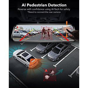 【G910 + TypeC Hardwire Kit】 WOLFBOX G910 Mirror Dash Cam with Pedestrian Detection & USB C Hardwire Kit