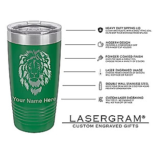 LaserGram 20oz Vacuum Insulated Tumbler Mug, Volleyball Ball, Personalized Engraving Included (Green)