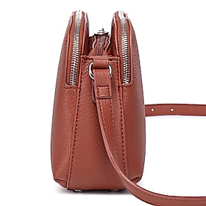 Compact Crossbody Bags for Women,Stylish Designer Shoulder Purses and Handbags with 3 Zip Compartment Porkets,Small Size Red Faux Leather Purse