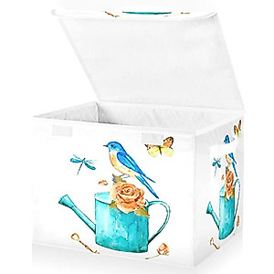Towel Storage Bins with Lids for Home Butterfly Bird Storage Basket Large Photo Storage