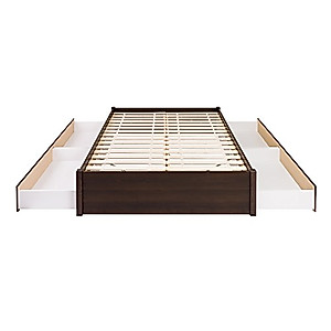 Prepac Select Queen 4-Post Raised Platform 4-Drawer Storage Bed, Modern Queen Storage Bed with Drawers 83" D x 63" W x 16" H, Espresso, EBSQ-1302-4K
