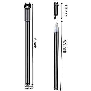 Sencoo 12 Pack Erasable Gel Pens - Black, Cute, Kawaii Cat Pens with Ultra Fine 0.5 mm Point