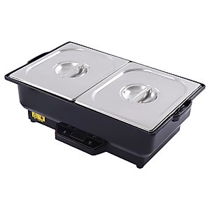 9L Electric Chafing Dish Buffet Stainless Steel Warmers Trays Server Chafer Digital Display for Catering(Black)