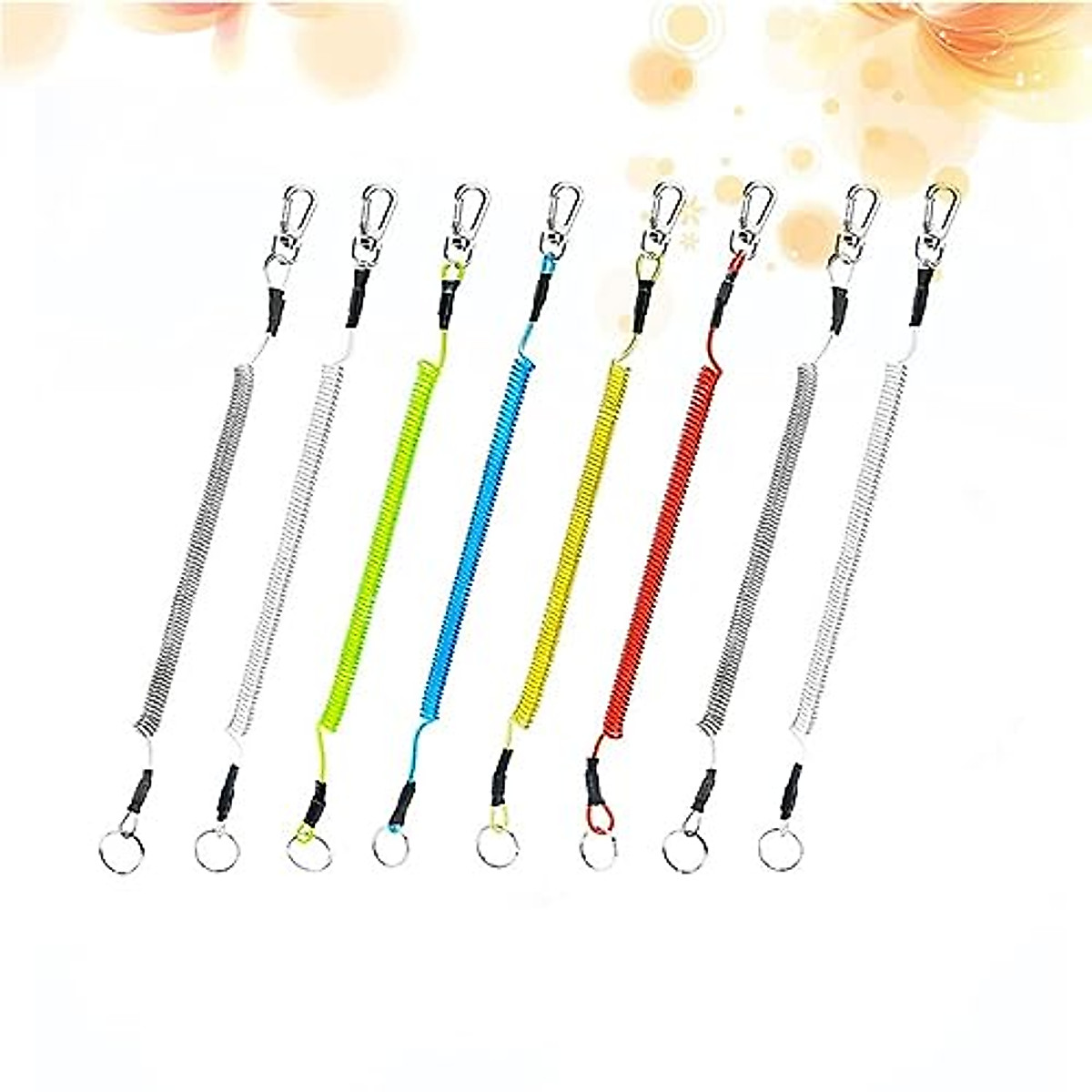 BESPORTBLE 24 Pcs Fishing Kayaks Fishing Gadgets Wire Fishing Tools Fishing Tether Kayak Tether Coiled Lanyard Security Gear Tools Plastic Key Rings Retractable Elastic Ropes Marine Miss Rope