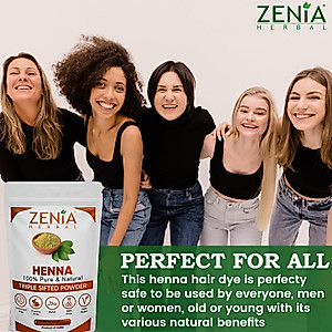 Zenia 100% Pure & Natural Henna Powder (Lawsonia Inermis) | 100 grams (3.5 oz) | Orange-Red Hair Color | Triple Sifted | Fresh from Rajasthan | No Chemicals, No Additives