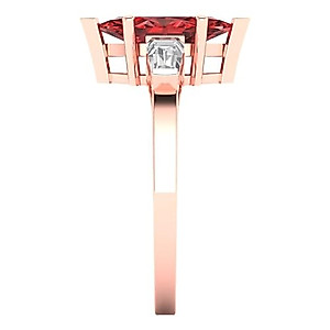 Clara Pucci 2 ct Marquise cut 3 stone Solitaire Genuine Natural Red Garnet Engagement Promise Anniversary Bridal Ring 18K Rose Gold 9
