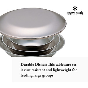 Tableware Set - Ultralight, Stainless Steel Camping Cookware Set - Durable Kitchenware Set with Four Dish Sets & Mesh Bag - Family