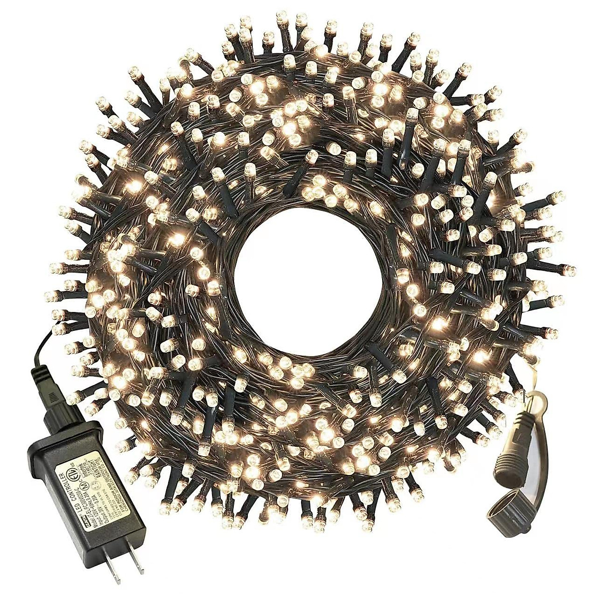 Christmas Lights Outdoor, 105FT 300 LED Christmas Tree Lights Indoor with 8 Modes, End-to-End Plug, UL Certified, Waterproof Fairy String Lights for Xmas Tree Decorations Garden Party(Warm White)