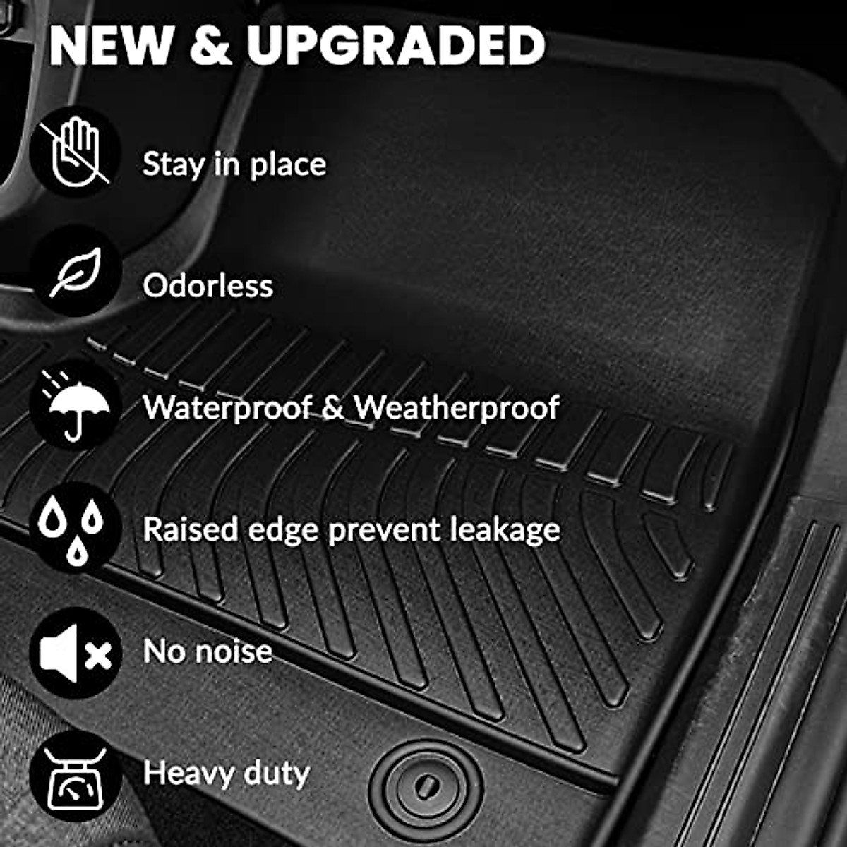 Auxko All Weather Floor Mats Fits for Honda HR-V 2023 TPE Rubber Liners All Season Guard Odorless Anti-Slip Mats for 1st & 2nd Row