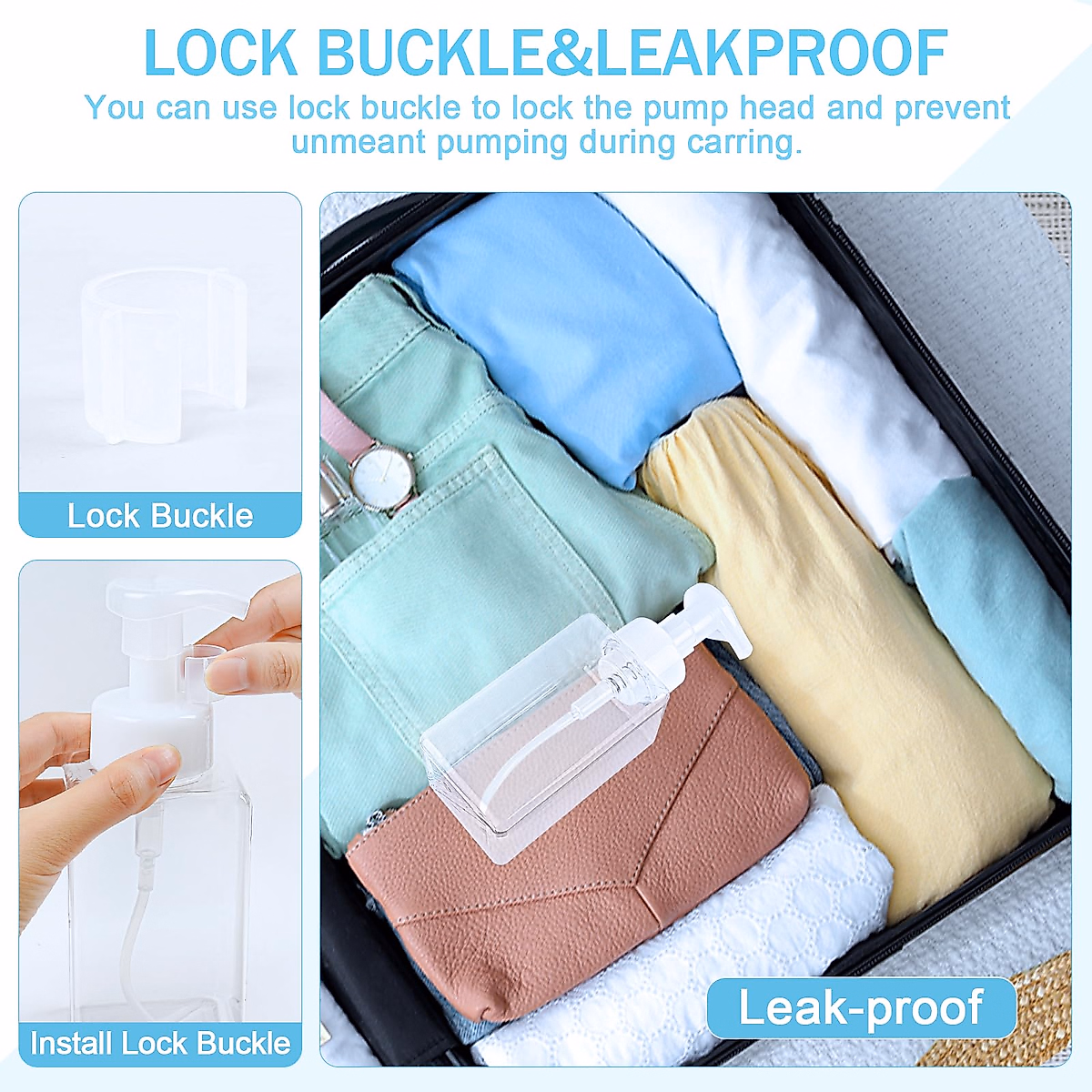 Foaming Soap Dispenser 15oz/450ml Clear Empty Foam Soap Dispenser, Square Refillable Plastic Foaming Hand Soap Dispenser Soap Pump for Liquid Soap, Shampoo, Body Wash(4 Pack)