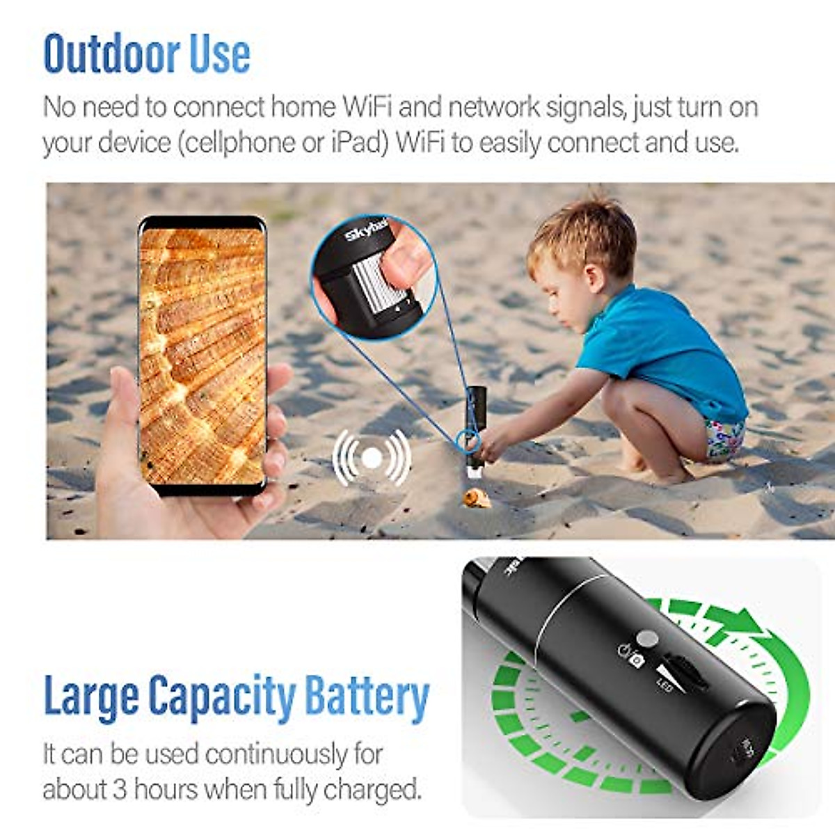 Wireless Digital Microscope, Skybasic 50X-1000X Magnification WiFi ...