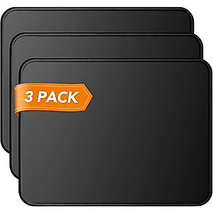 3 Mouse Pad Stitched Edges Premium-Textured Large Mouse Pads Mat Natural Non-Slip Rubber Base Mousepad for Laptop, Computer & PC, 11 x 8.7 inches, Black