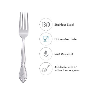 RiverRidge 5417-843-P Rose 46 Piece Monogrammed Flatware Set, Letter P, No size, Silver