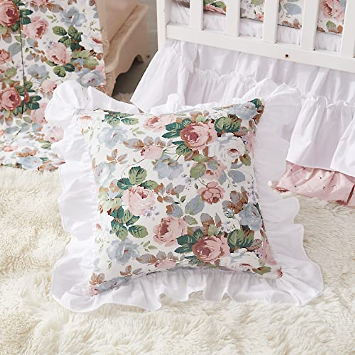 Brandream French Country Garden Floral Baby Girls Nursery Crib Bedding Sets 6-Piece Bedding Set Cotton Asian Style Chinoiserie Blossom Tree Branches Multicolored Design