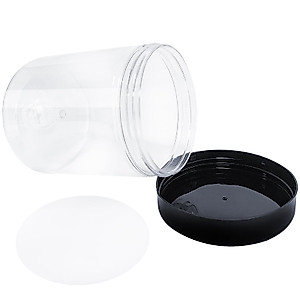 UEJYWUY 24 Pack 17 Oz Plastic Jars With Screw Lids, Wide Mouth Empty Clear Plastic Storage Container, Food Grade Large Round Jar for Household and Kitchen Organizing