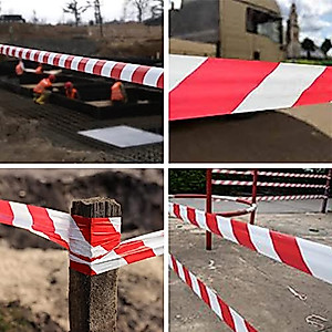 VICMORE High Visibility Red White Stripe Caution Tape 3" x 300' Roll for Safety & Warning Durable & Eye-Catching Barrier Tape for Construction, Hazards, and Events Easily Spotted Hazard Tape