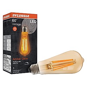 SYLVANIA LED Vintage ST19 60W Equivalent, Efficient 7 W, E26 Medium Base, Dimmable 2175K Amber Glow Light Bulb, 1 pack