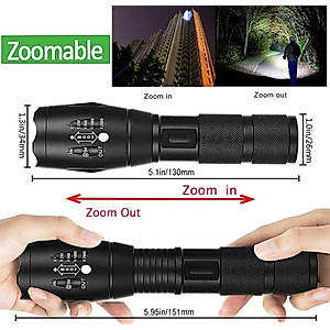MODOAO 3pack Super Bright Flashlights High Lumens LED Flashlight With Zoomable Beam - Mini Flashlights for Camping, Hiking, Dog Walking - Powerful Emergency Flashlights with 5 Modes for Outdoor Use