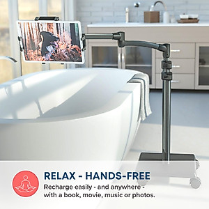 LEVO G2 Deluxe iPad Rolling Floor Stand Cart Kiosk for Residential and Commercial use iPads, iPad Mini, iPad Pro, Galaxy, Nexus, Surface Pro, Fire, and Other Tablets and eReaders Gunmetal Color