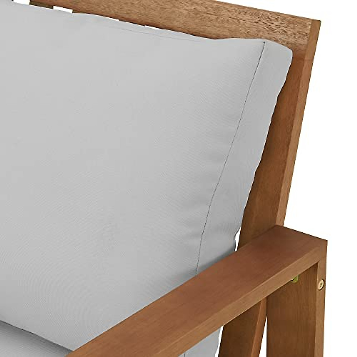 Weston Eucalyptus Wood Outdoor Chair with Gray Removable Cushions Weather-Resistant Deck Chair, Patio Furniture All-Weather, Backyard, Patio